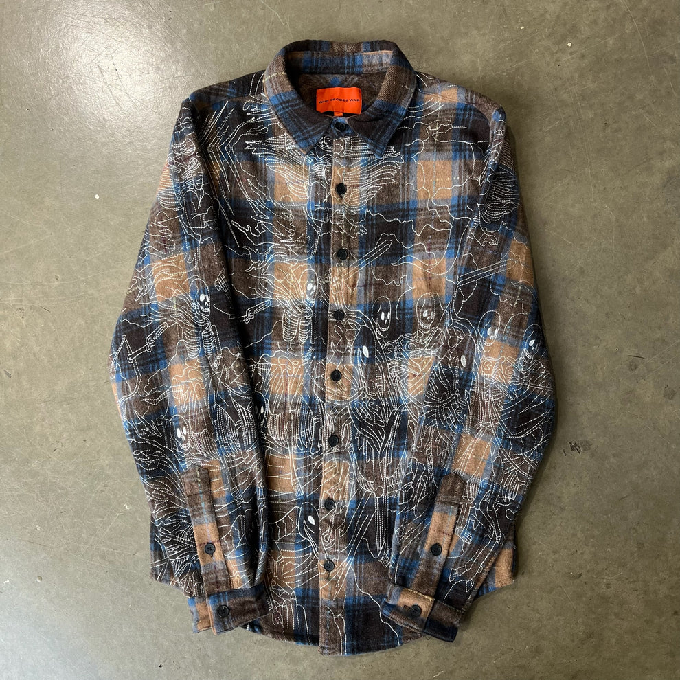 MEDIUM - Who Decides War Four Horsemen Flannel Shirt 'Brown' (Used ...